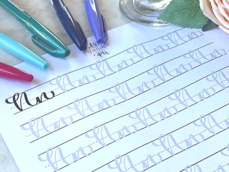 Modern Calligraphy Practice Sheets: Traceable Lettering Guide (PDF, PNG ...