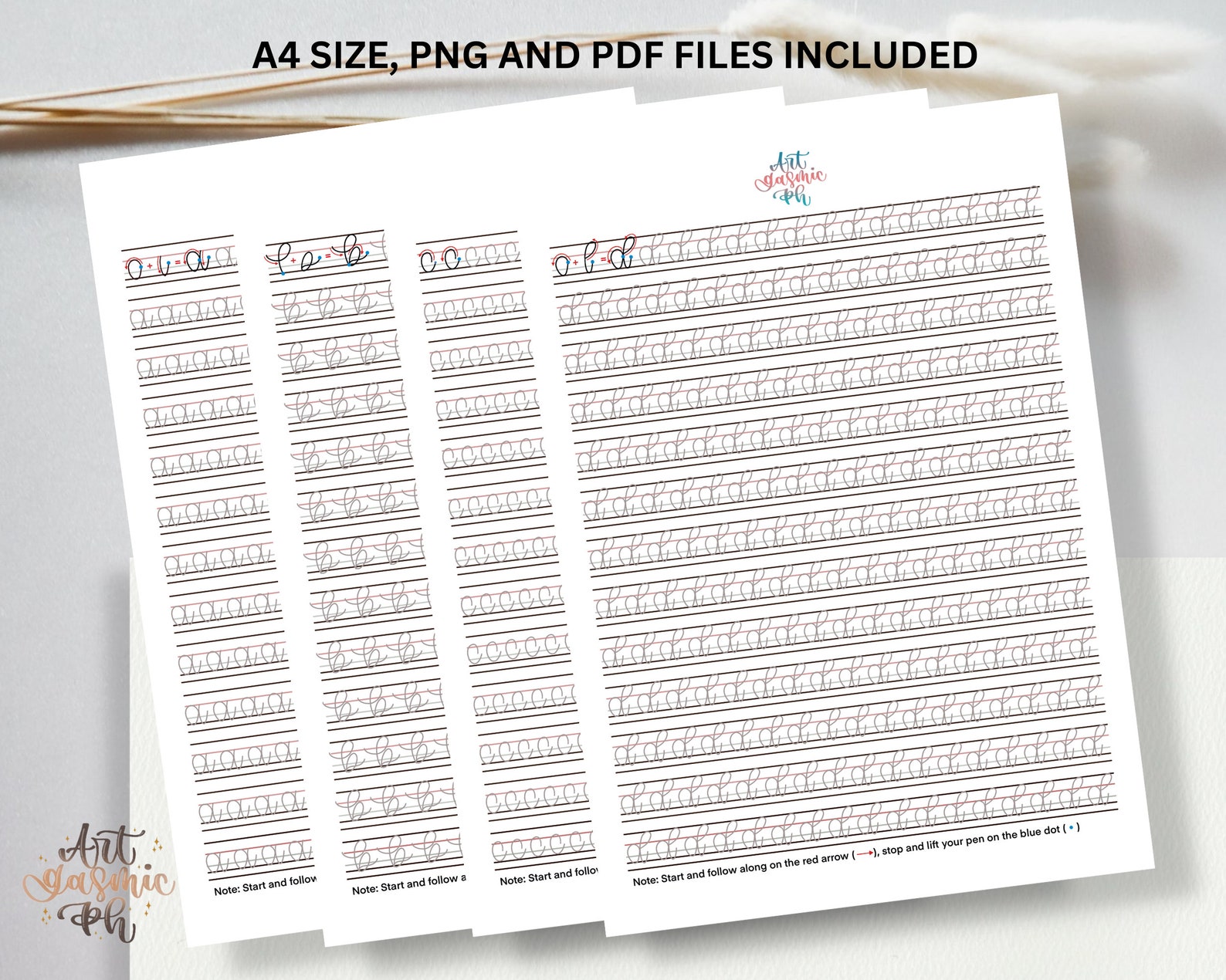 Lowercase Monoline Practice Guide Worksheet I Monoline Calligraphy ...