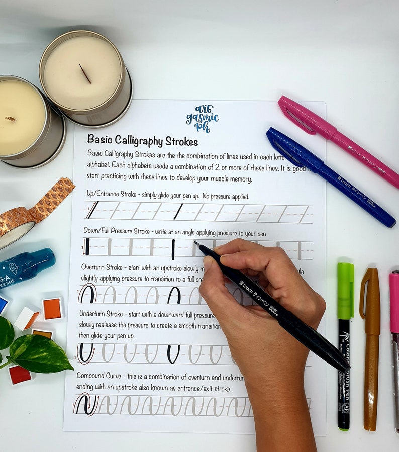Brush Pen Calligraphy Practice Sheets: Beginner Lettering Guide (PDF ...
