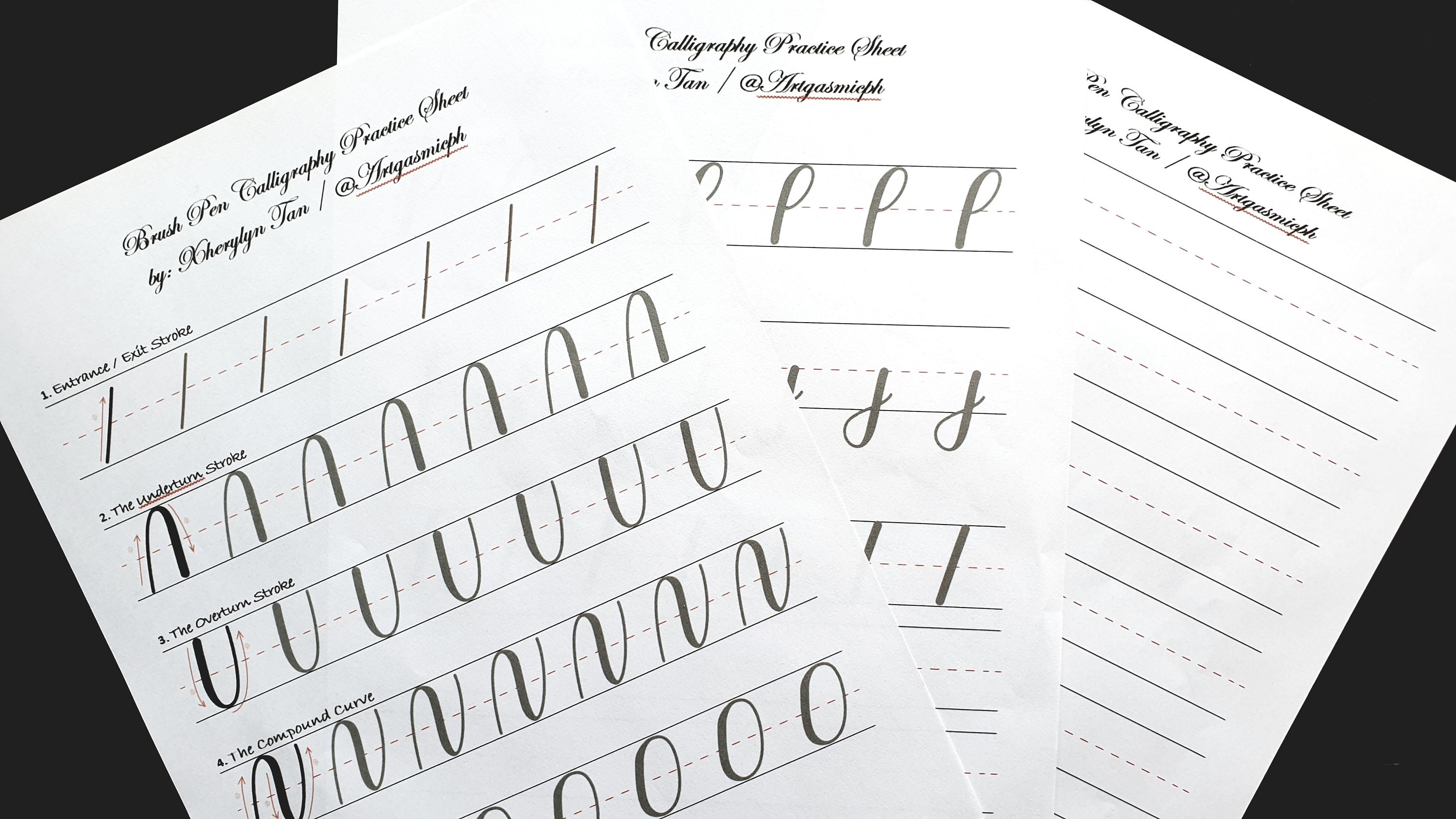 Calligraphy Practice Sheets: 8 Basic Strokes (PDF Printable) - Etsy