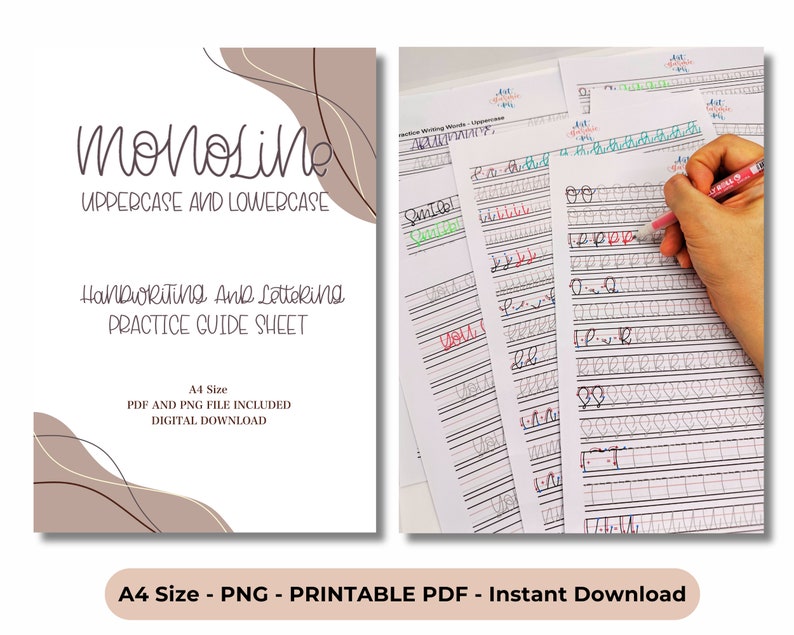 Monoline Lettering Bundle, Monoline Calligraphy and Procreate ...