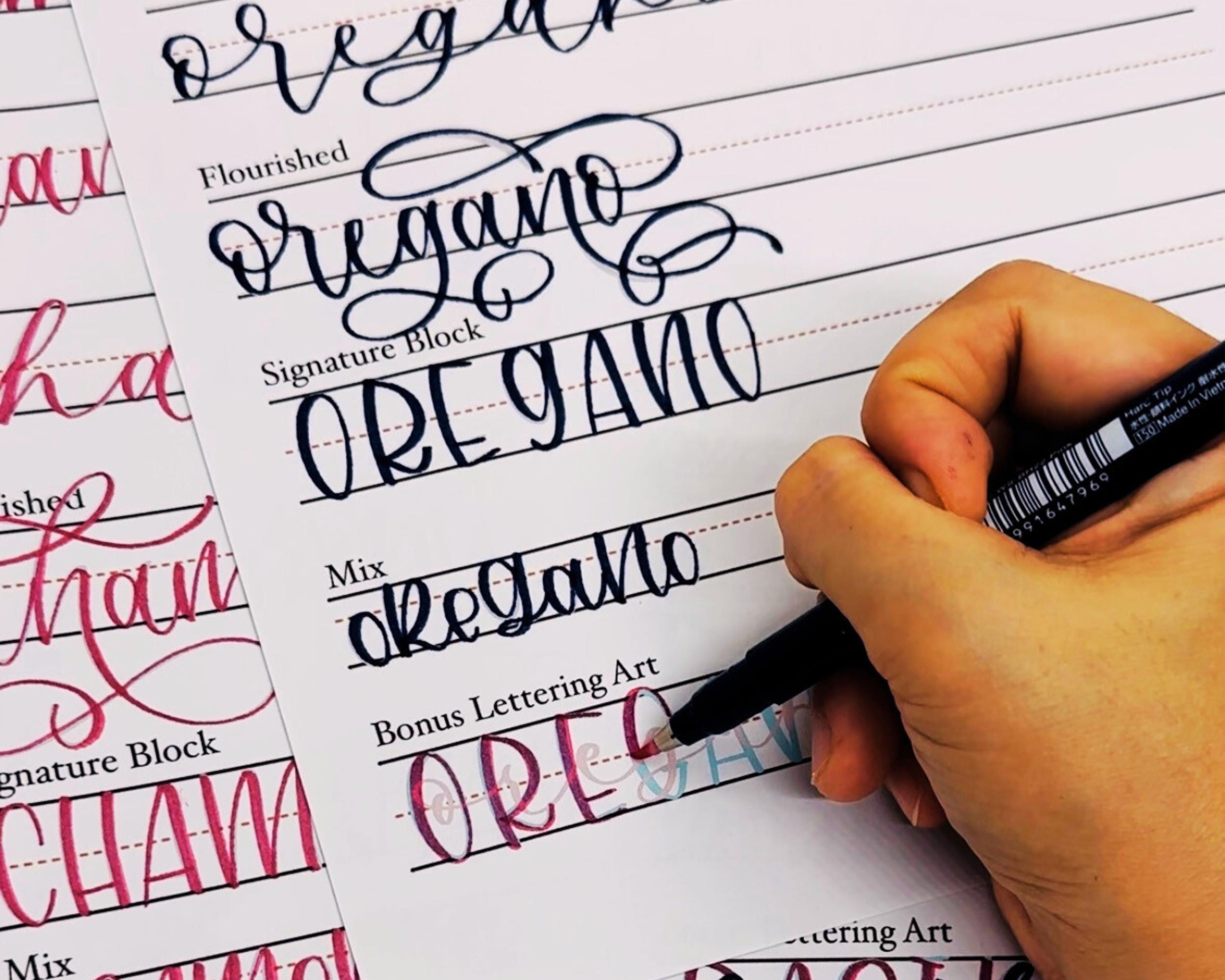 7 Ways to Letter Calligraphy Practice Worksheets, Lettering Practice ...