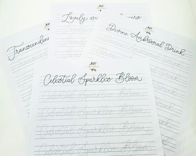 135 Pages Andariel Monoline Calligraphy Worksheets, Traceable Practice ...