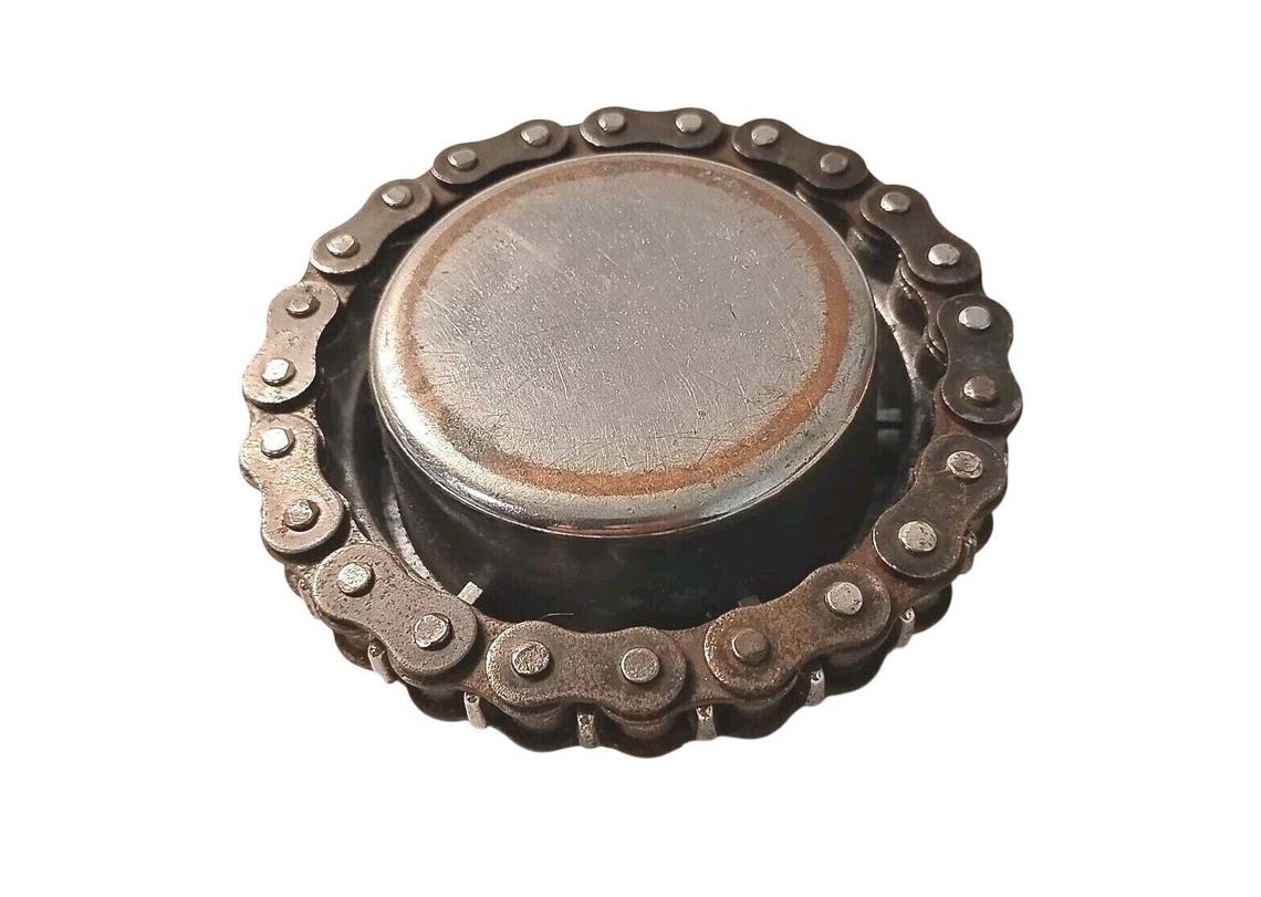 Vintage Bike Chain Metal Ashtray Smoker Motorcycle Biker 4.5" Garage ...