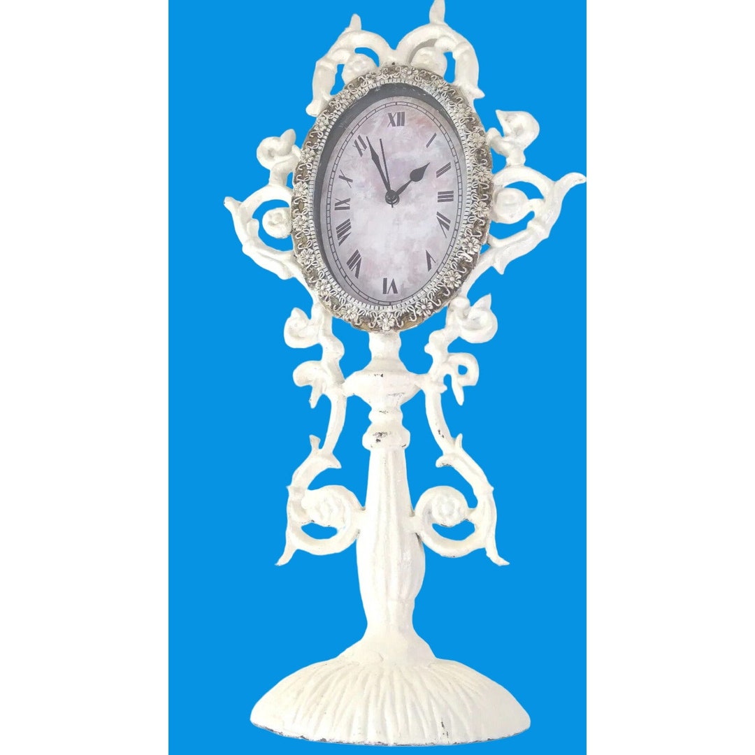 Antique Cast Iron Victorian Style Shelf Mantle Clock Ornate Tall ...