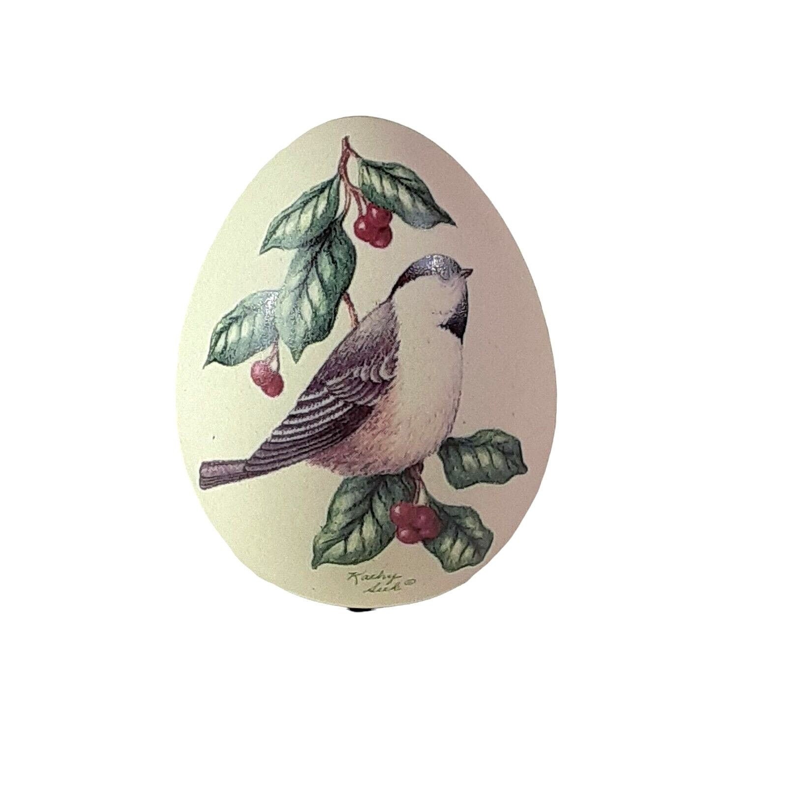 Kathy Seek Ceramic Porcelain Finch Bird Egg W/decorative Holly Hand ...