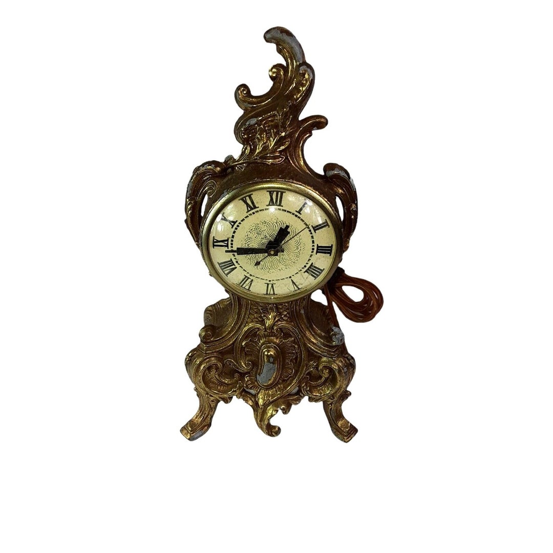 Vintage Imperial Lighting Bronze/brass Mantle Clock Baroque Style ...