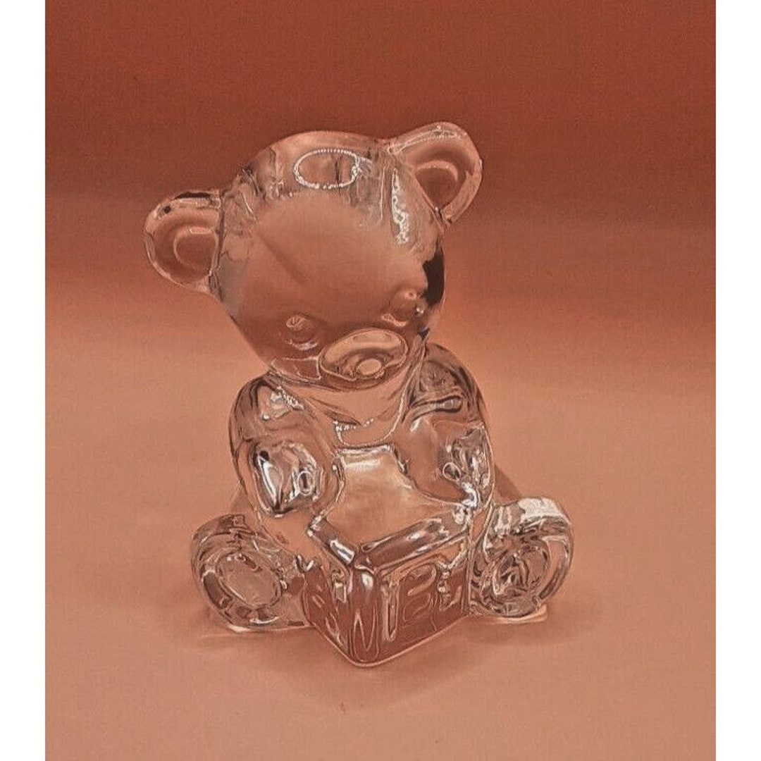 Waterford Lead Crystal Teddy Bear With ABC Block Figurine Decorative ...