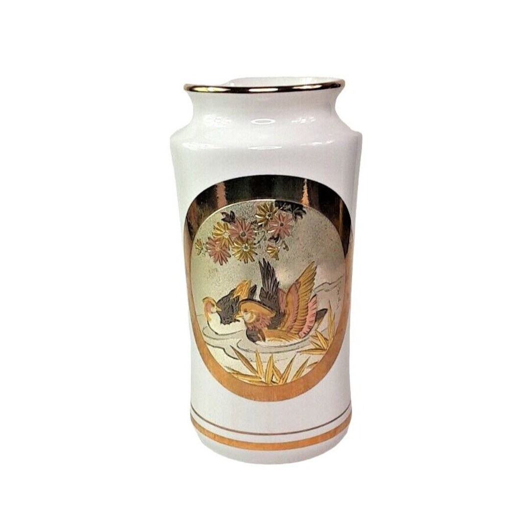 Vintage Ceramic Vase Art of Chokin White & 24K Gold Trim Made in Japan ...