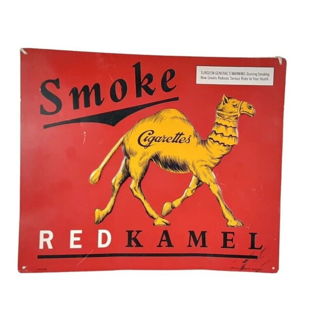Vintage Cigarette Red Smoke Kamel Tin Sign R J Reynolds Tobacco Company ...