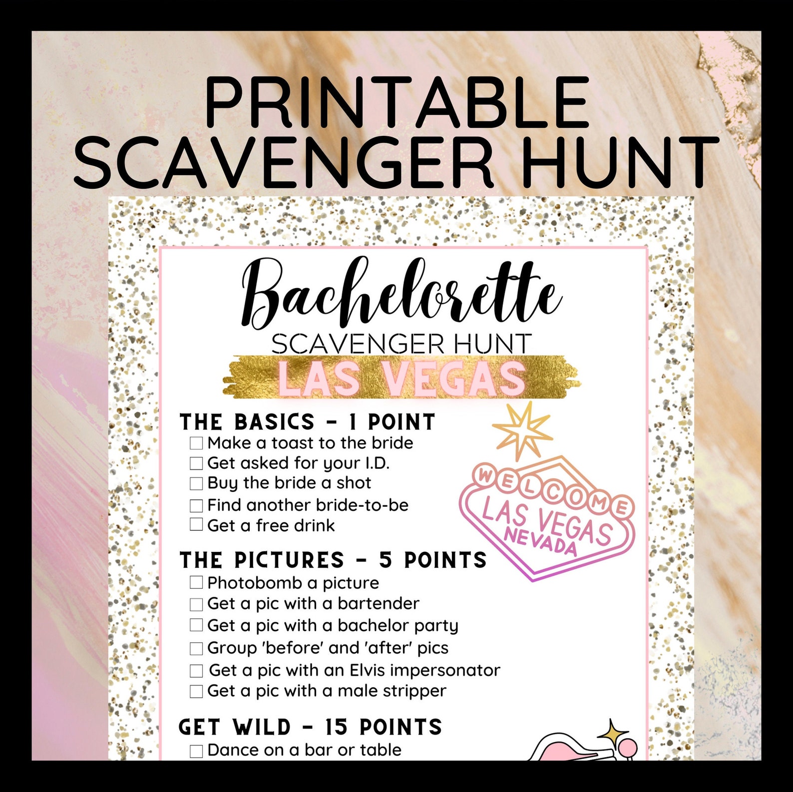 Las Vegas Bachelorette Scavenger Hunt Game, Bachelorette Party, Las ...