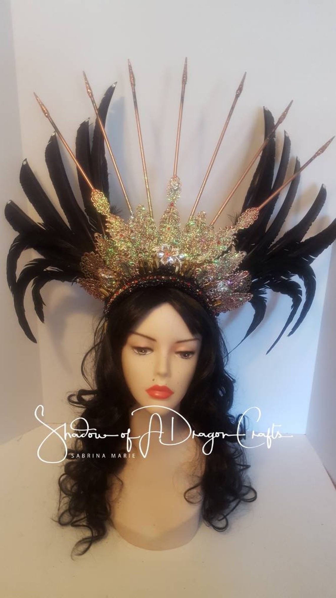 Wing Warrior Goddess Crown Feather Dark Queen Headpiece | Etsy