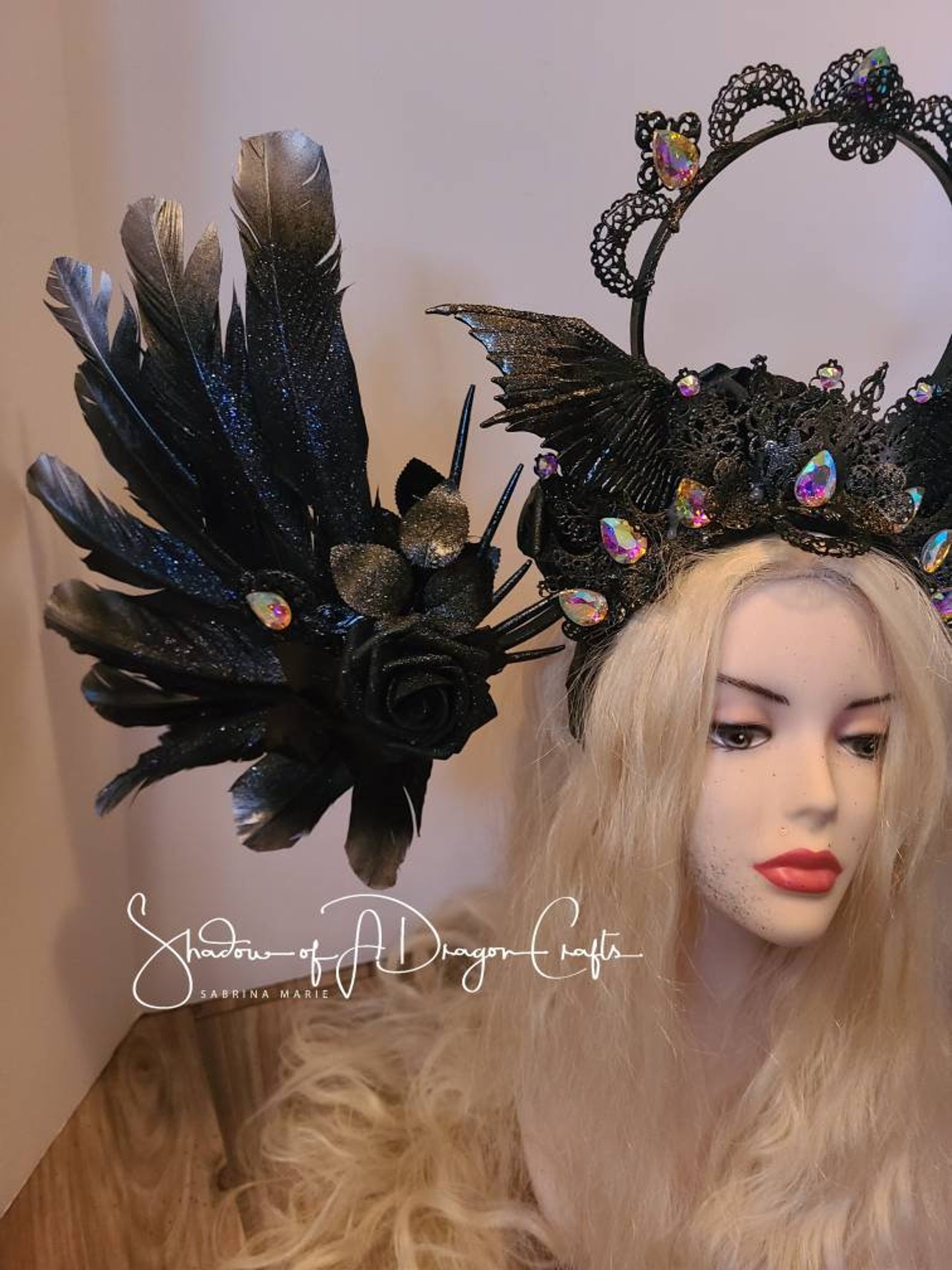Dark Valkyrie Goddess Headpiece, Fantasy Headdress - Etsy