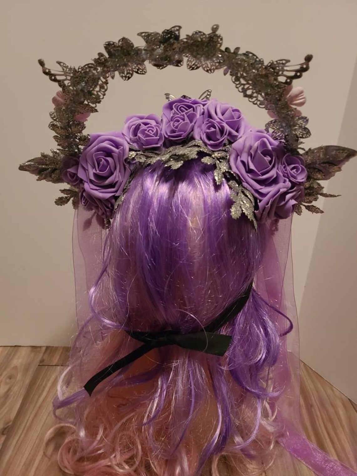 Purple Fae butterfly headpiece halo fantasy crown | Etsy