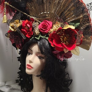 Geisha, Asian Goddess Headpiece, Empress, Fan Headdress, Fascinator ...