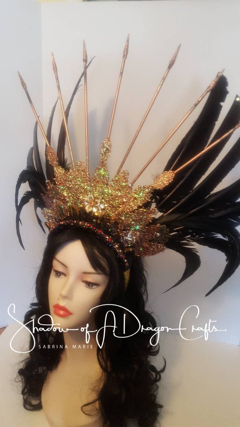 Wing Warrior Goddess Crown Feather Dark Queen Headpiece | Etsy