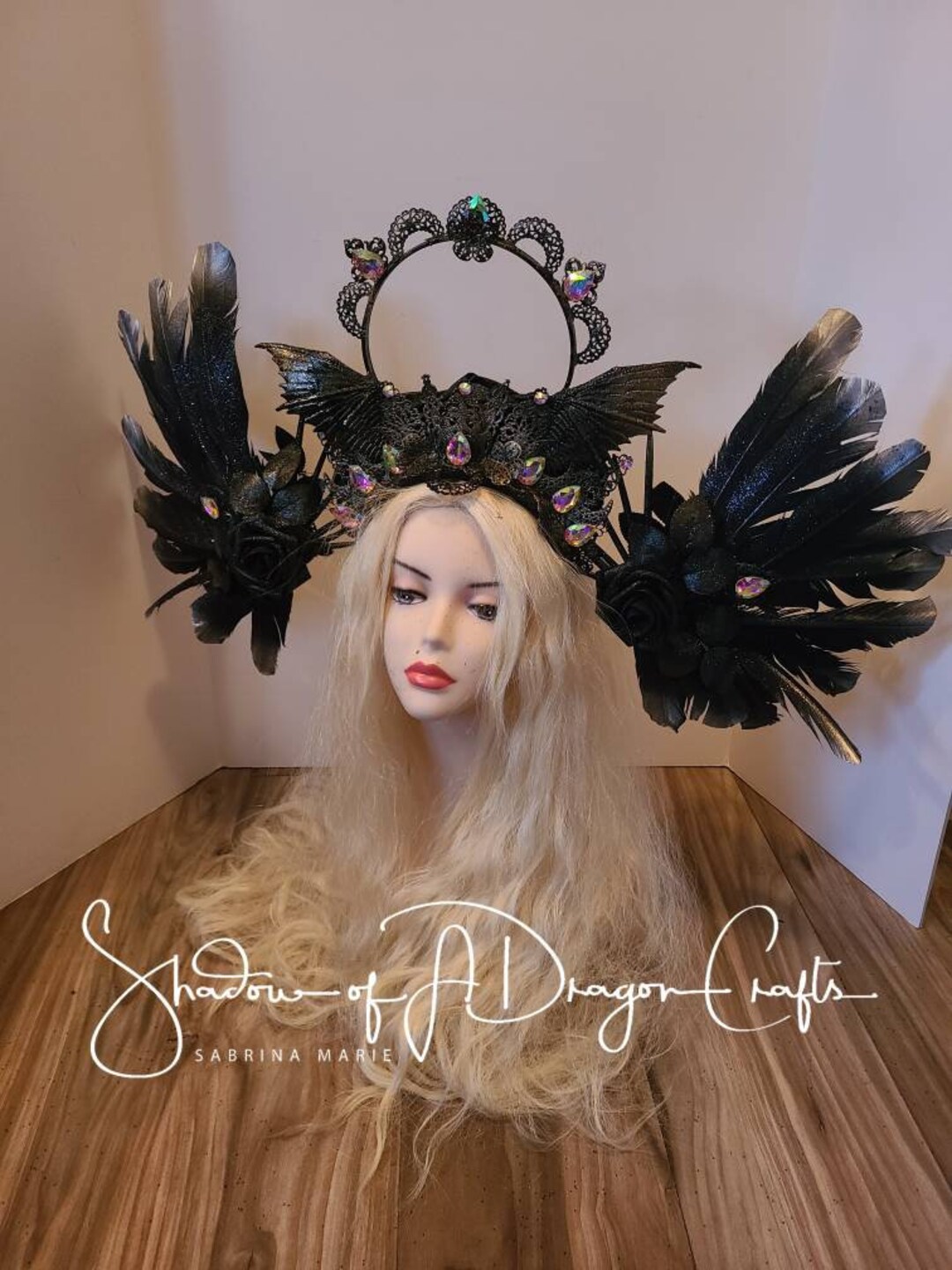 Dark Valkyrie Goddess Headpiece, Fantasy Headdress - Etsy