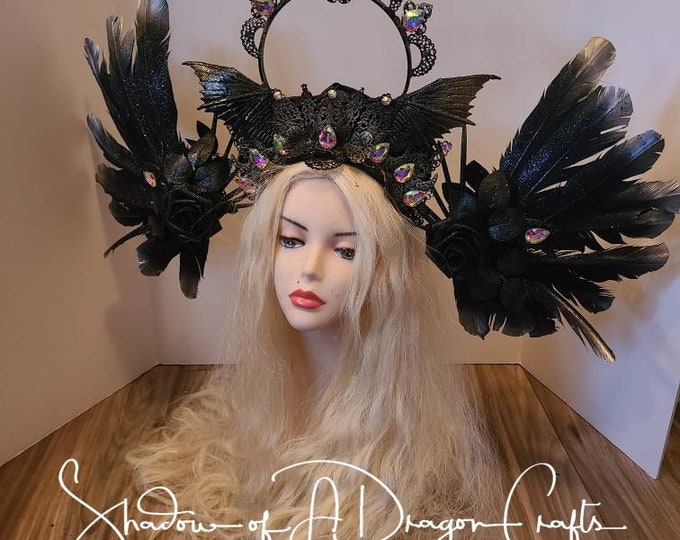 Dark Valkyrie Goddess Headpiece, Fantasy Headdress - Etsy