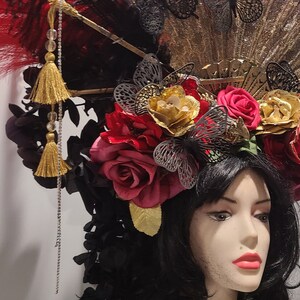 Geisha, Asian Goddess Headpiece, Empress, Fan Headdress, Fascinator ...