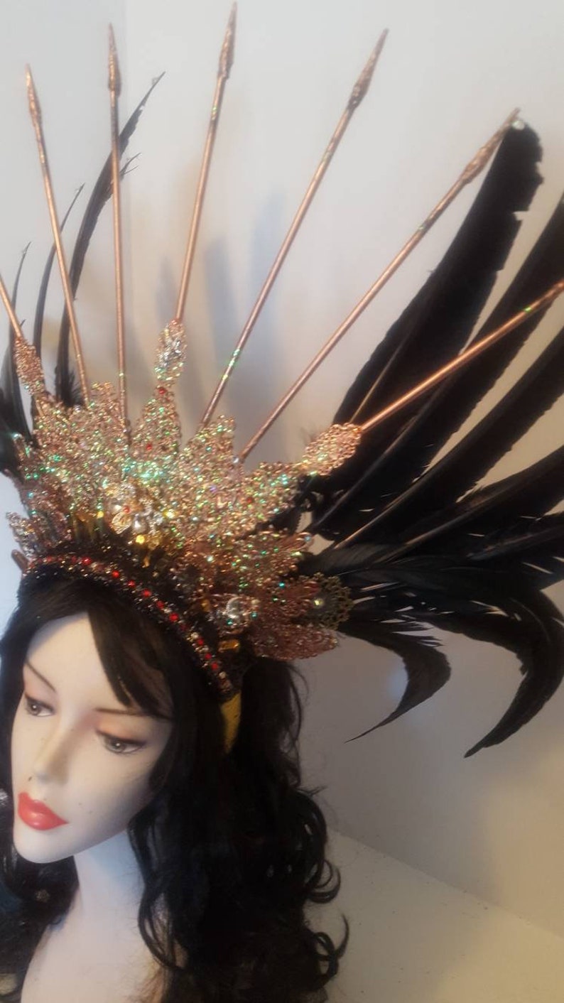 Wing Warrior Goddess Crown Feather Dark Queen Headpiece | Etsy