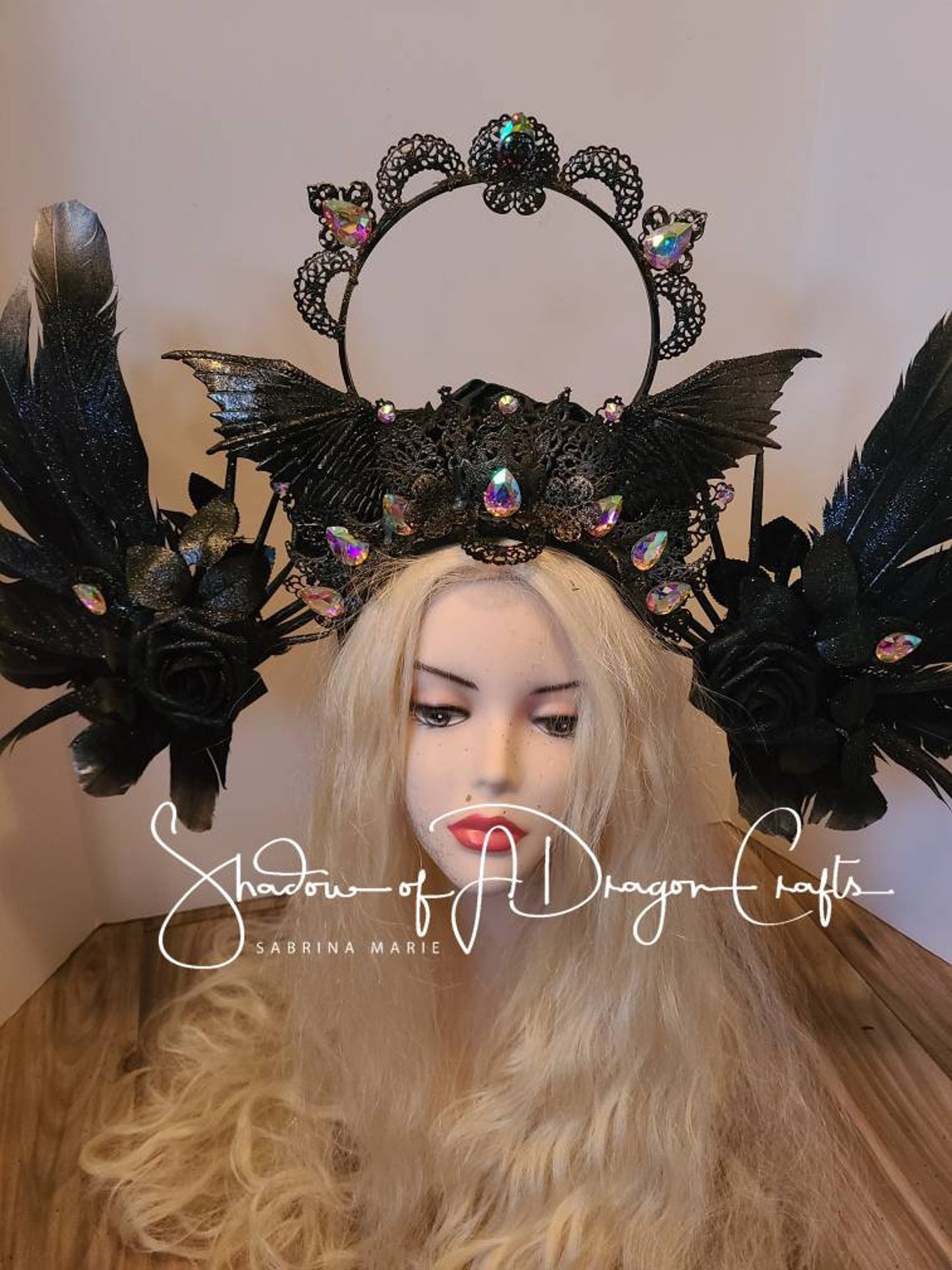 Dark Valkyrie Goddess Headpiece, Fantasy Headdress - Etsy