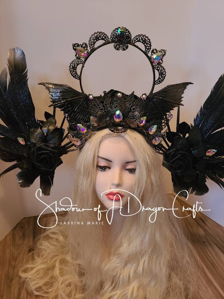 Dark Valkyrie Goddess Headpiece Fantasy Headdress - Etsy