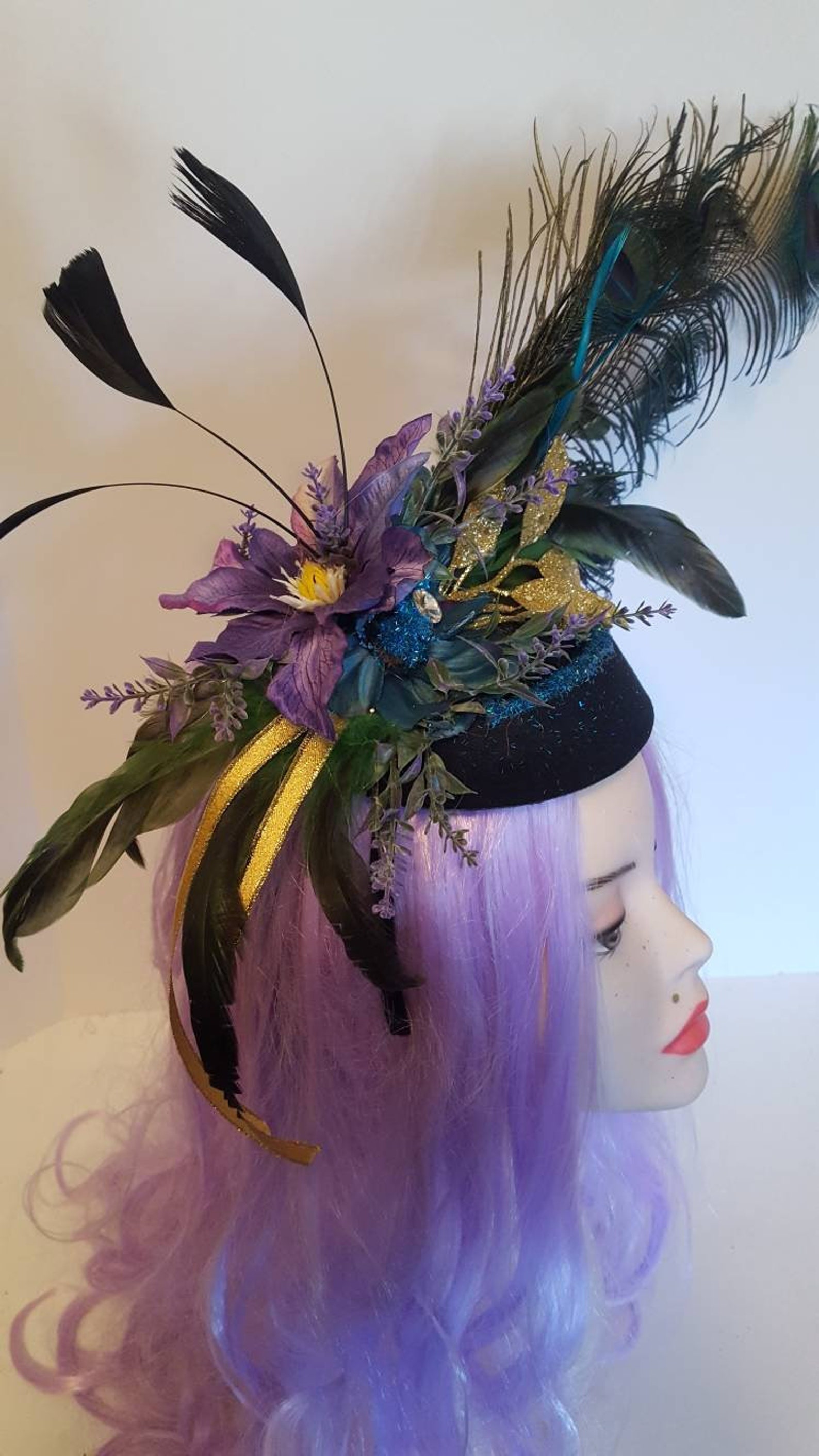 Peacock Headpiece Crown Fascinator Derby Hat - Etsy