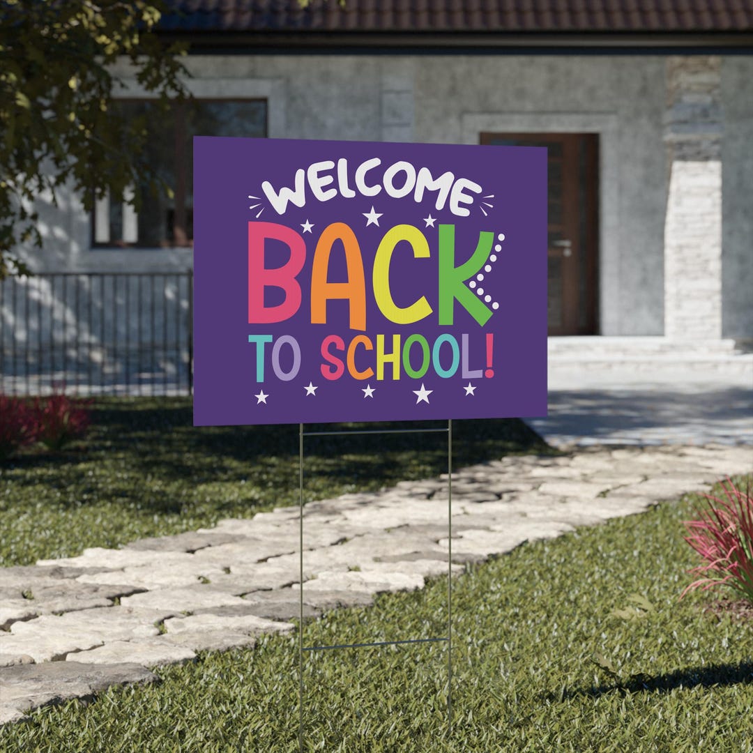 Welcome Back to School Lawn Sign, Reusable Outdoor Decor for Elementary ...