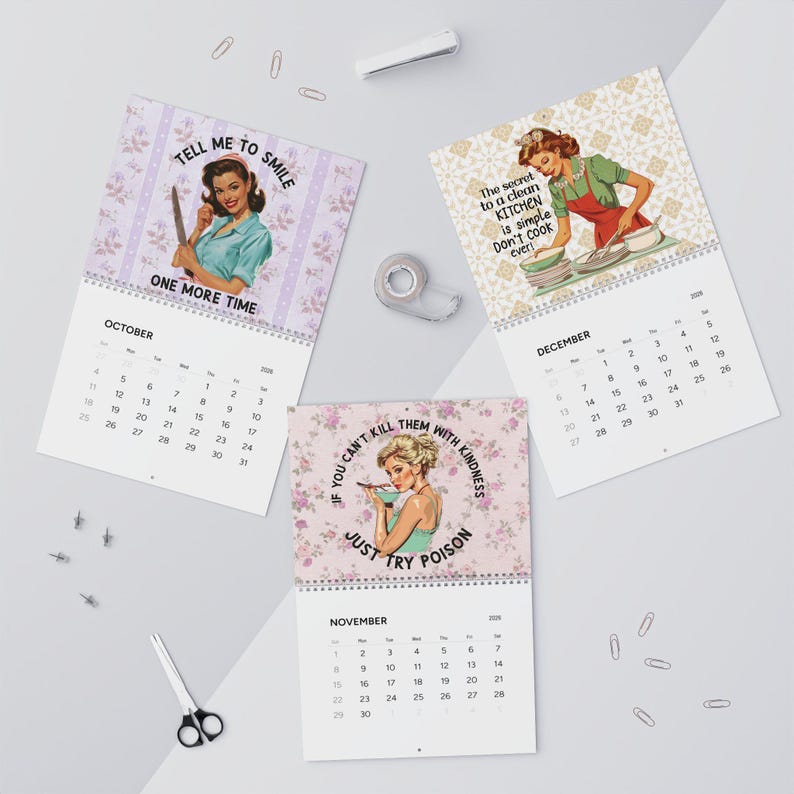 Sassy Housewife 2026 Calendar, Sarcastic Housewife, Retro Pinup Snarky ...