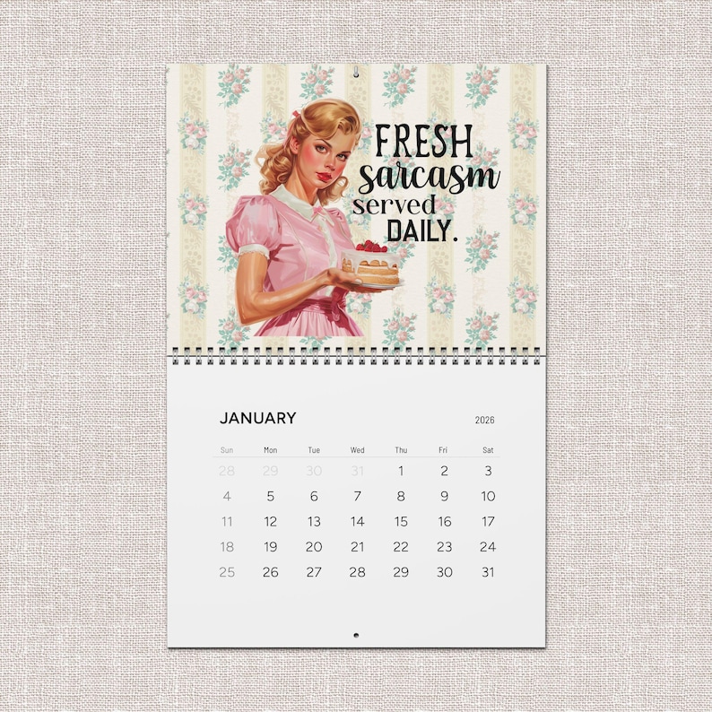 Sassy Housewife 2026 Calendar, Sarcastic Housewife, Retro Pinup Snarky ...