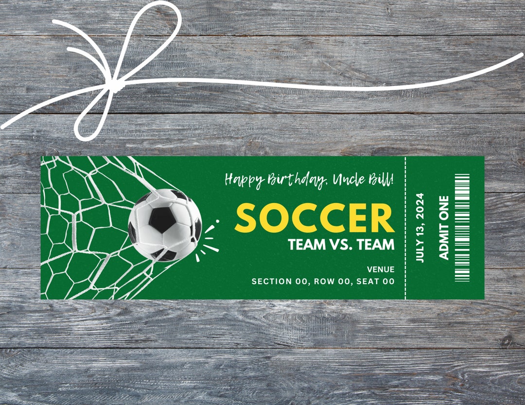 Editable Soccer Game Gift Ticket, Canva Template, Printable Surprise ...