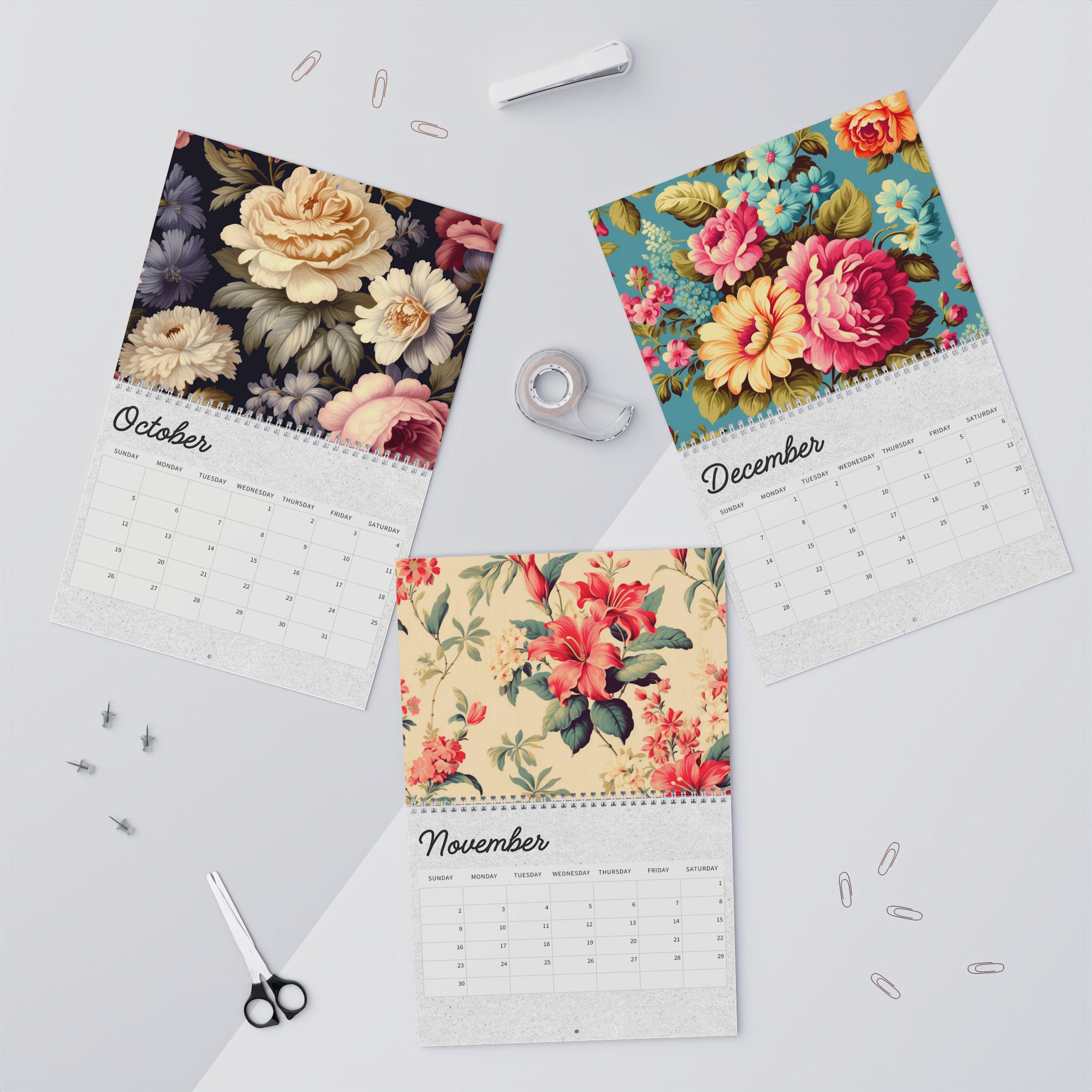 Vintage Florals 2025 Wall Calendar 11 X 8.5 - Etsy