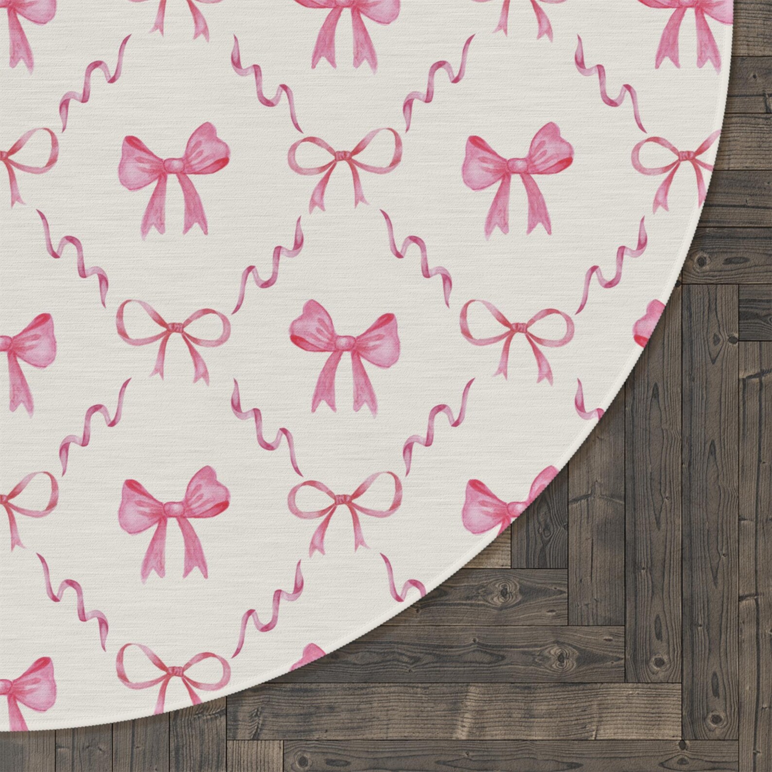 Coquette Bow Rug, Chic Pink Bow Round Rug, Nursery Decor, Girly Room ...
