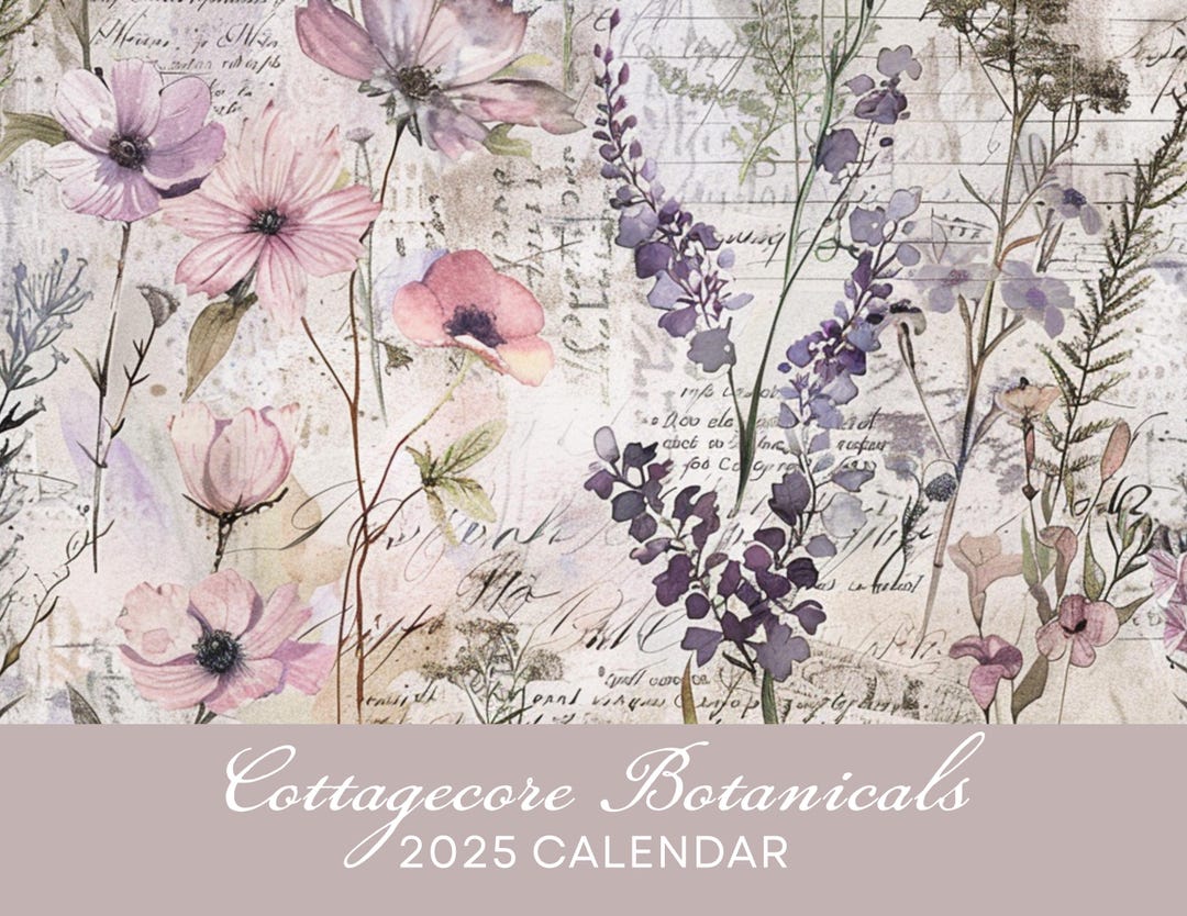 2025 Cottagecore Botanicals Wall Calendar, Floral Aesthetic, 12 Month ...