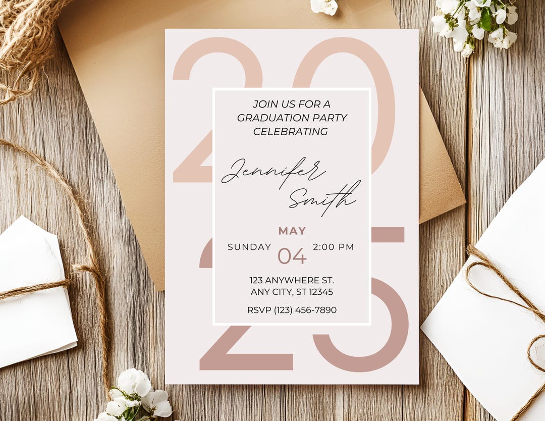 Editable Graduation Invitation, Class of 2025, Canva Template ...