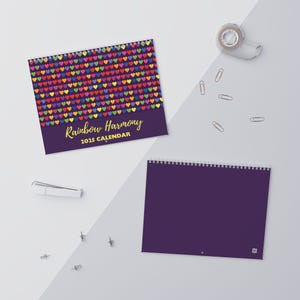 Rainbow Harmony Wall Calendar 2025, Vibrant Heart & Swirl Designs ...