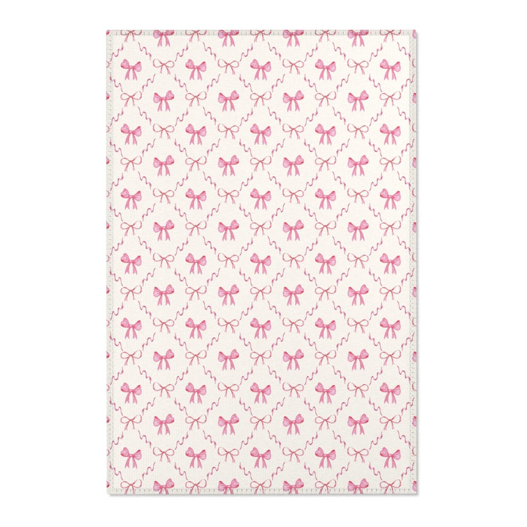 Coquette Pink Bow Rug, Chic Rectangular Area Rug, Cottagecore ...