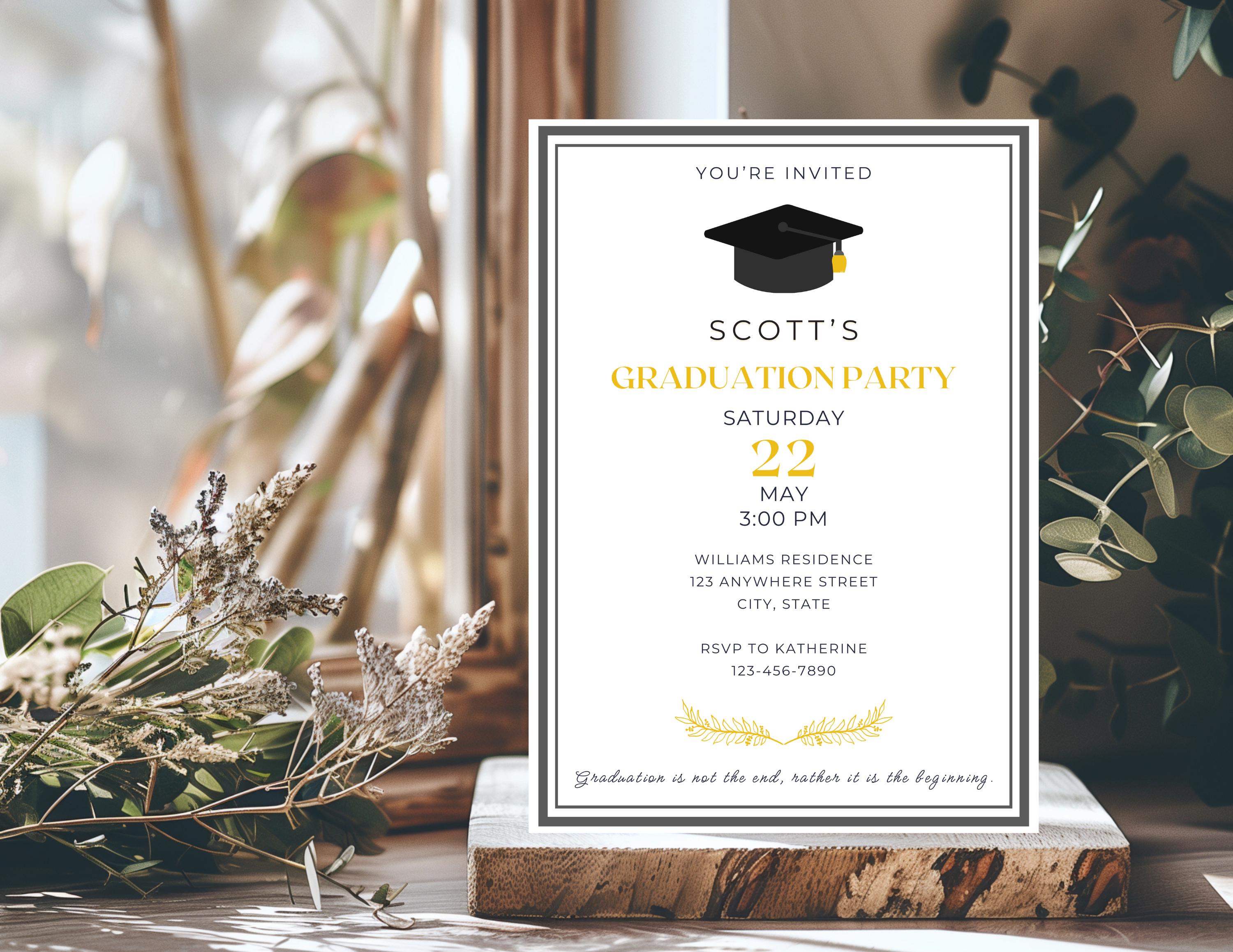 Editable Graduation Invitation, Class of 2025, Canva Template ...