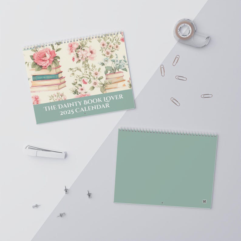 The Dainty Book Lover 2025 Wall Calendar, Pastel Flowers and Books ...