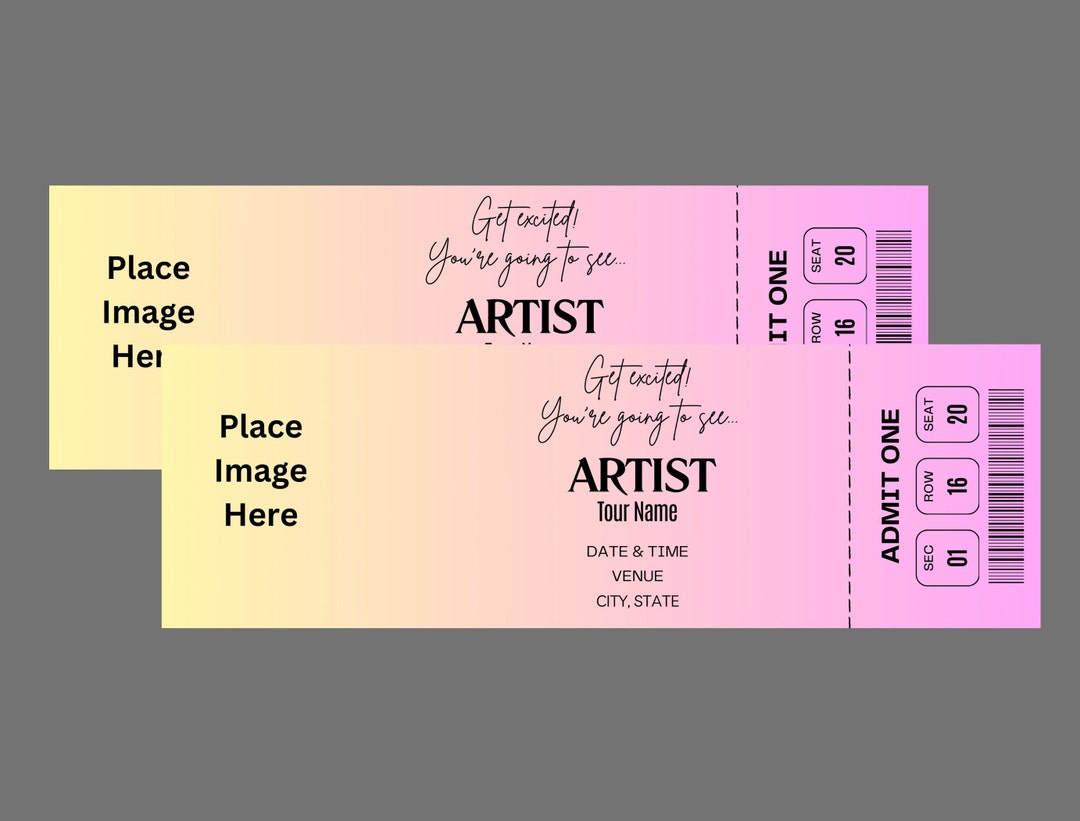 Editable Concert Ticket Template, Custom Concert Ticket Gift, Surprise ...