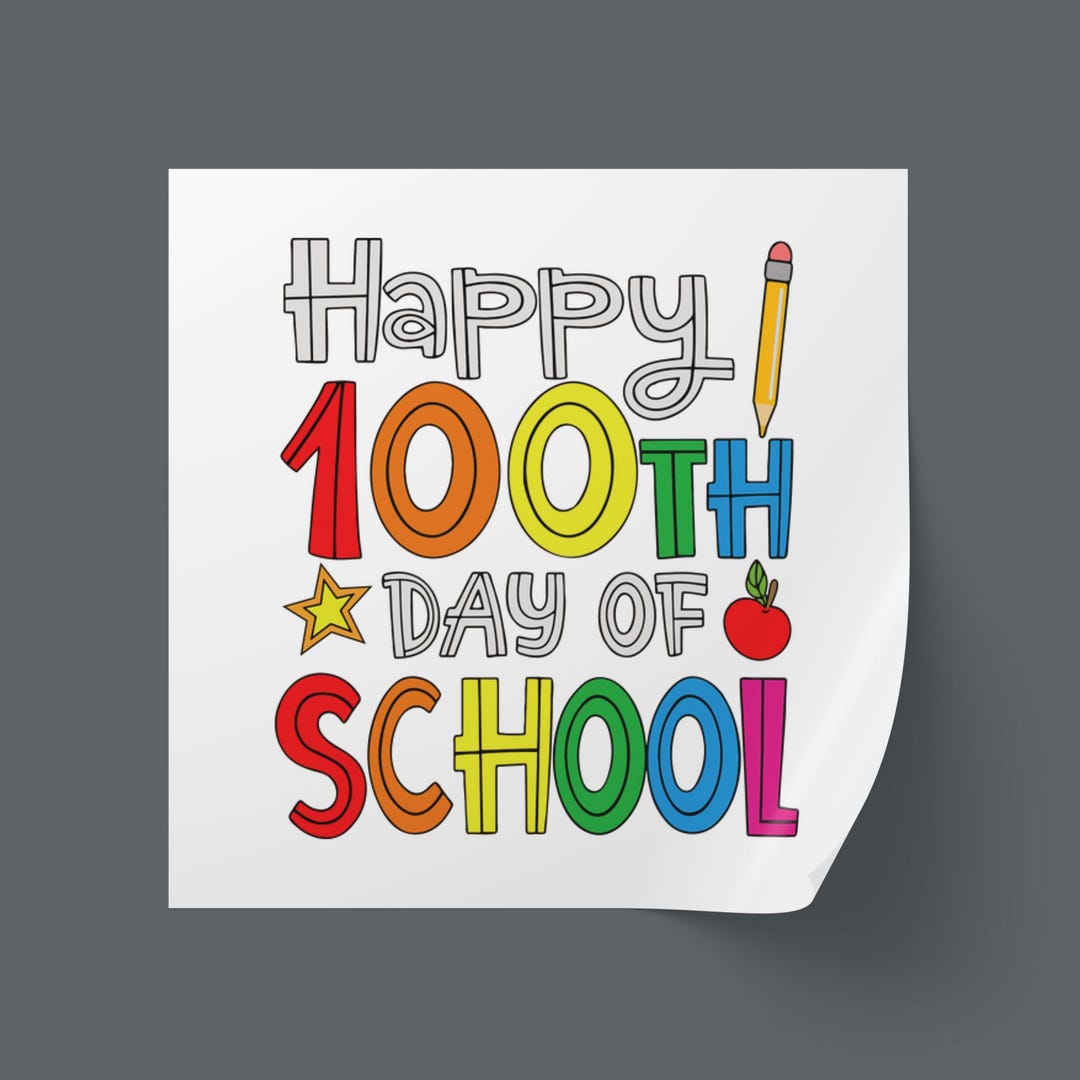 100th Day of School Sticker, Square Sticker, Label Rolls, School ...