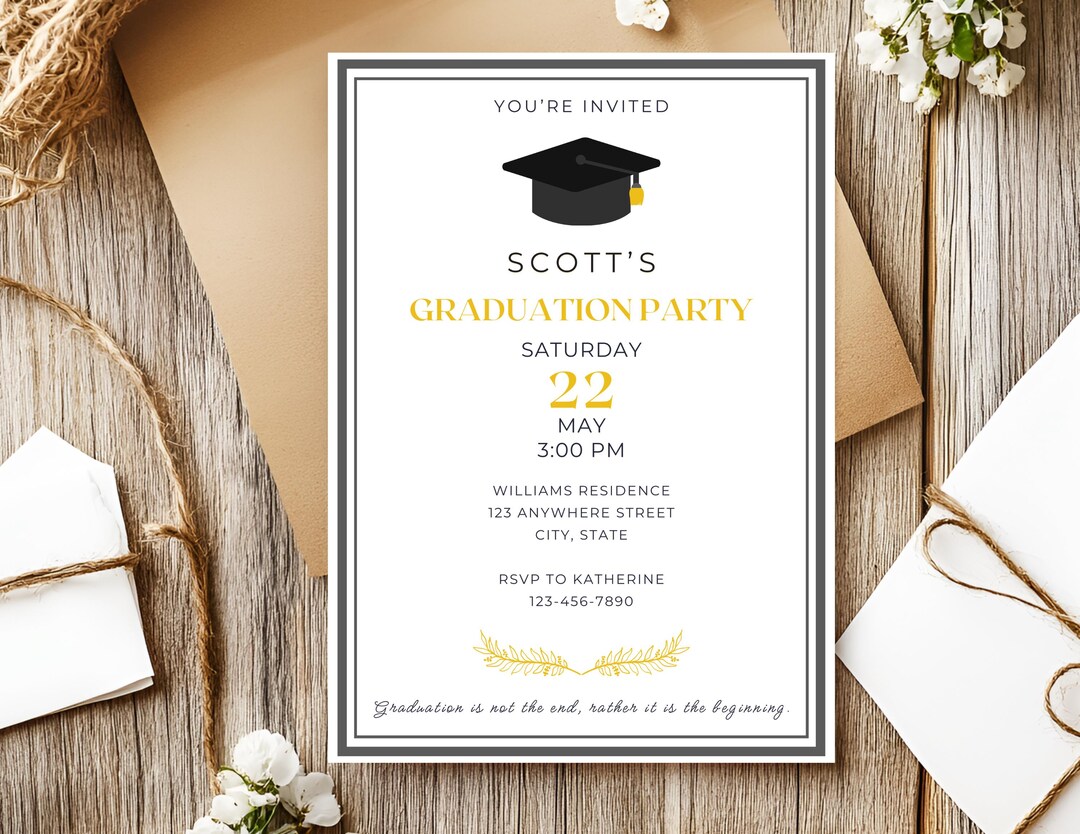 Editable Graduation Invitation, Class of 2025, Canva Template ...