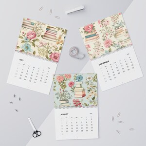 The Dainty Book Lover 2025 Wall Calendar, Pastel Flowers and Books ...