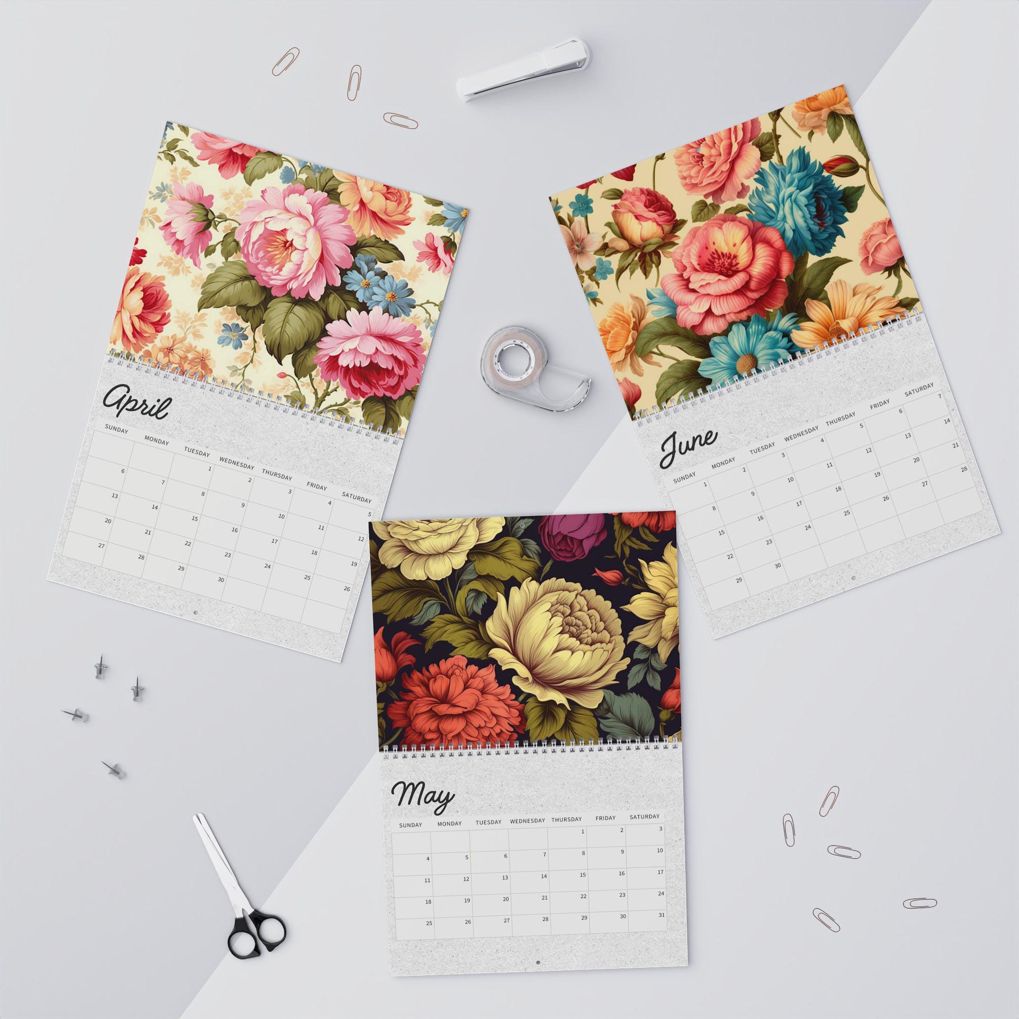 Vintage Florals 2025 Wall Calendar 11 X 8.5 - Etsy