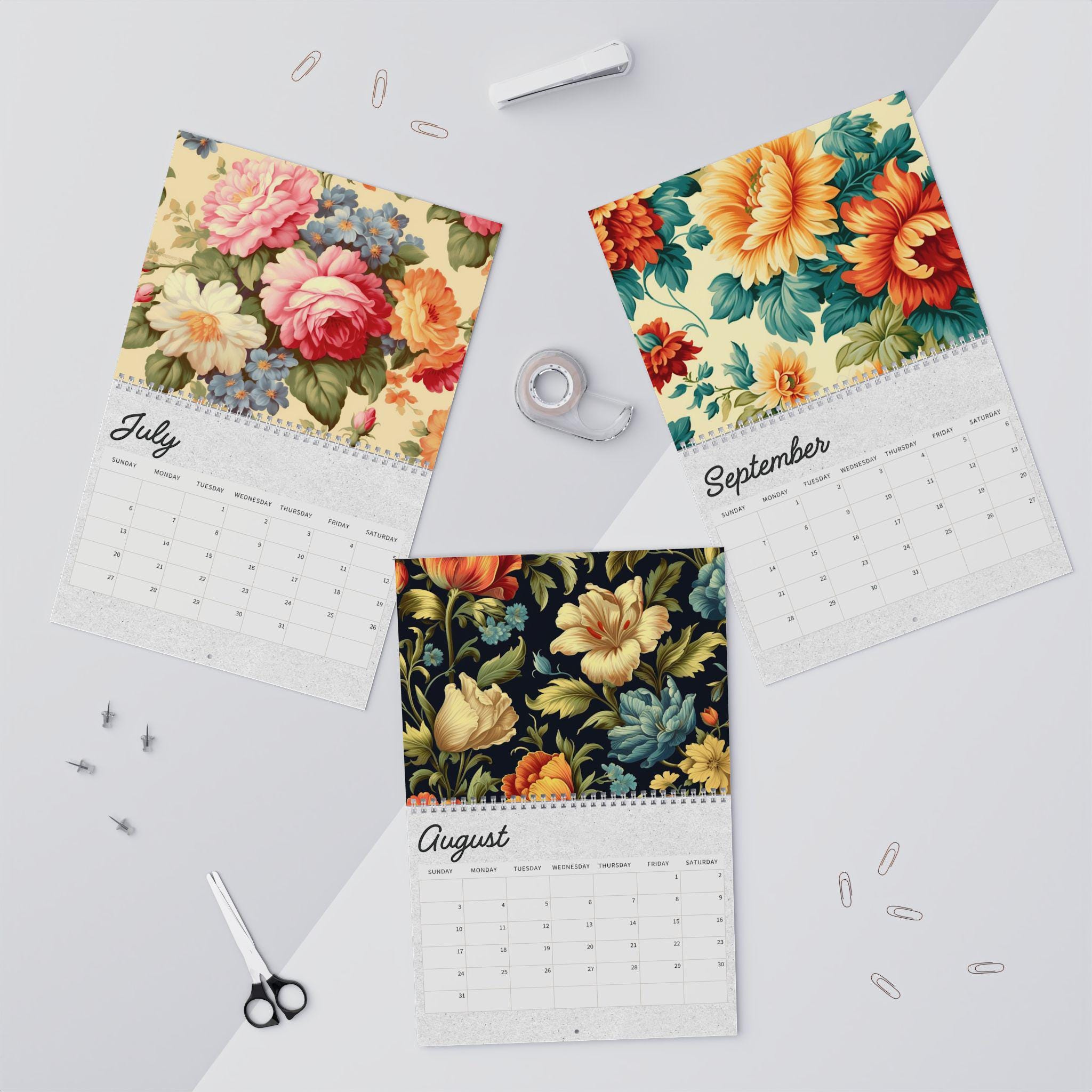 Vintage Florals 2025 Wall Calendar 11 X 8.5 - Etsy