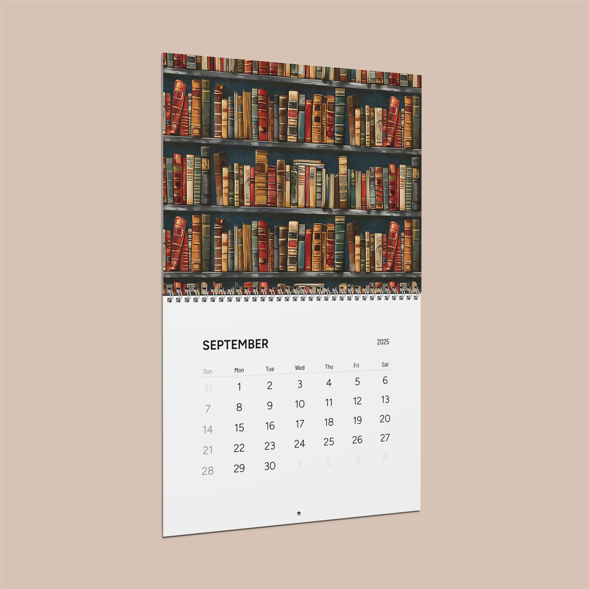 Vintage Library Bookshelves Wall Calendar 2025, Book Lover, Home Decor ...