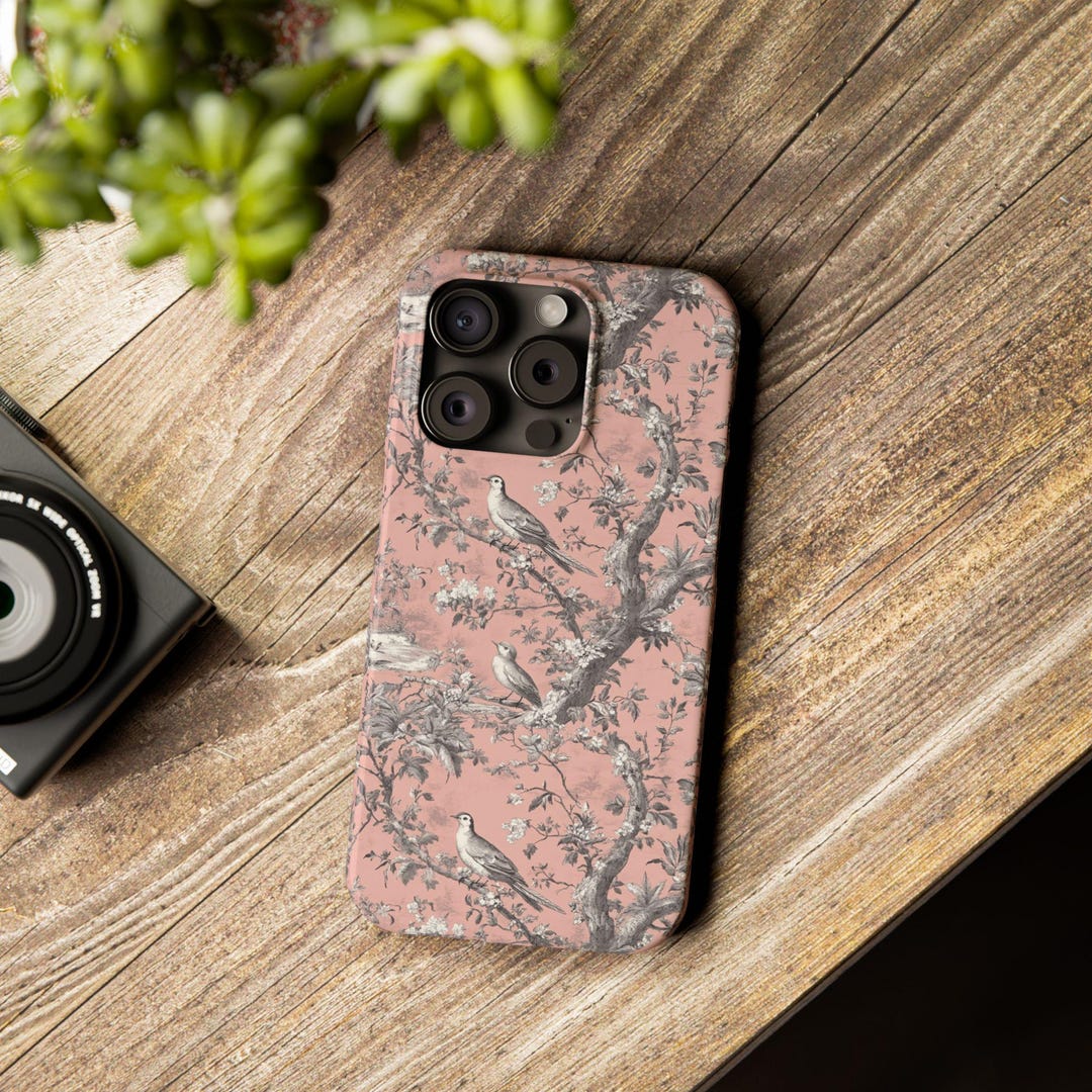 French Toile Slim Phone Case, Vintage Floral Phone Cover, Cottagecore ...