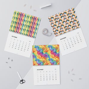 Rainbow Harmony Wall Calendar 2025, Vibrant Heart & Swirl Designs ...