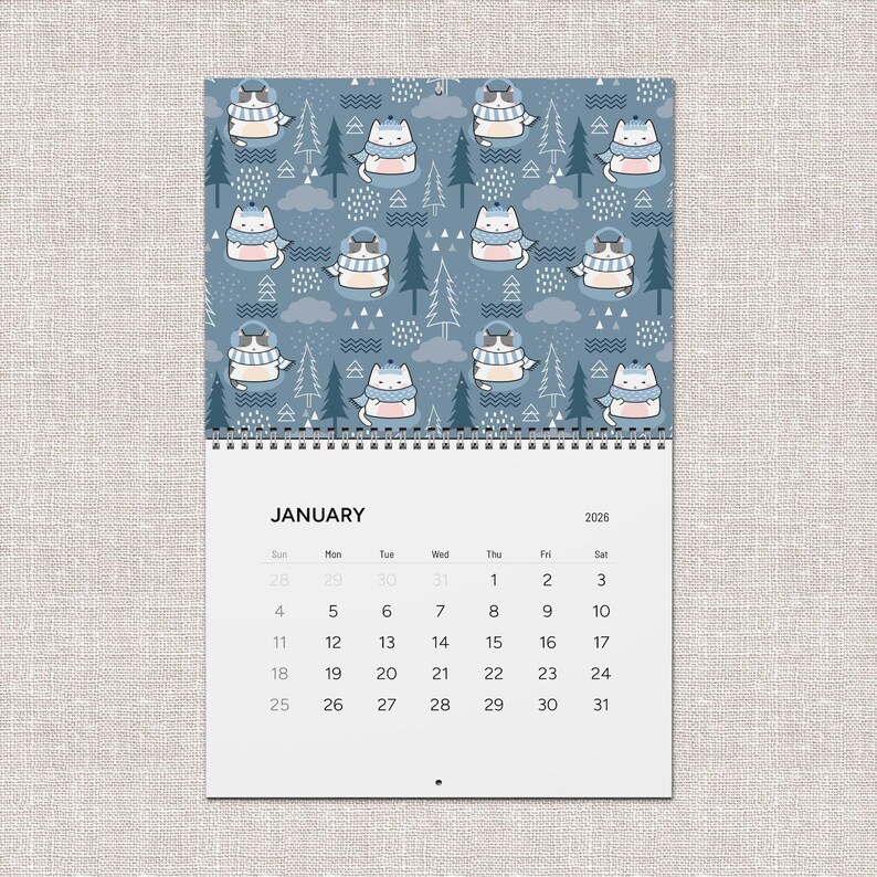 Purrfectly Cute 2026 Kawaii Cat Wall Calendar, Adorable Cartoon Cats ...