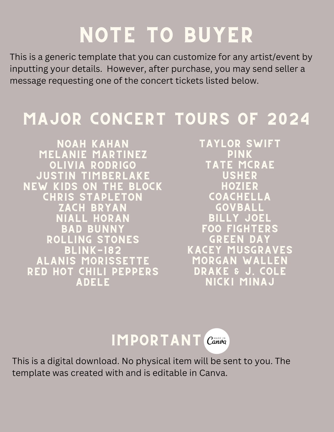 Editable Concert Ticket Template, Custom Concert Ticket Gift, Surprise ...